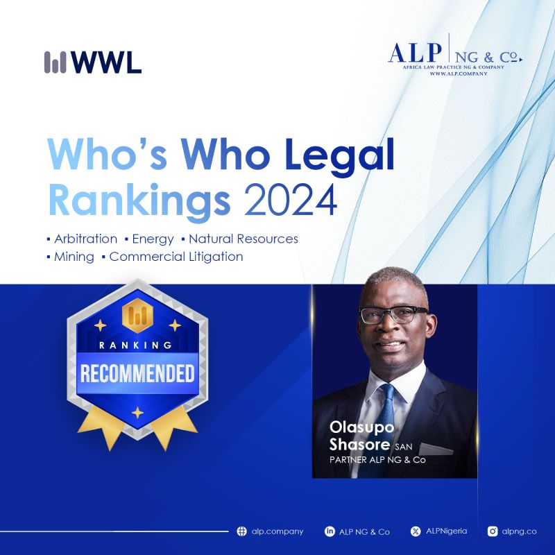 Recognised by Who's Who Legal (WWL) -Lexology Index: Nigeria